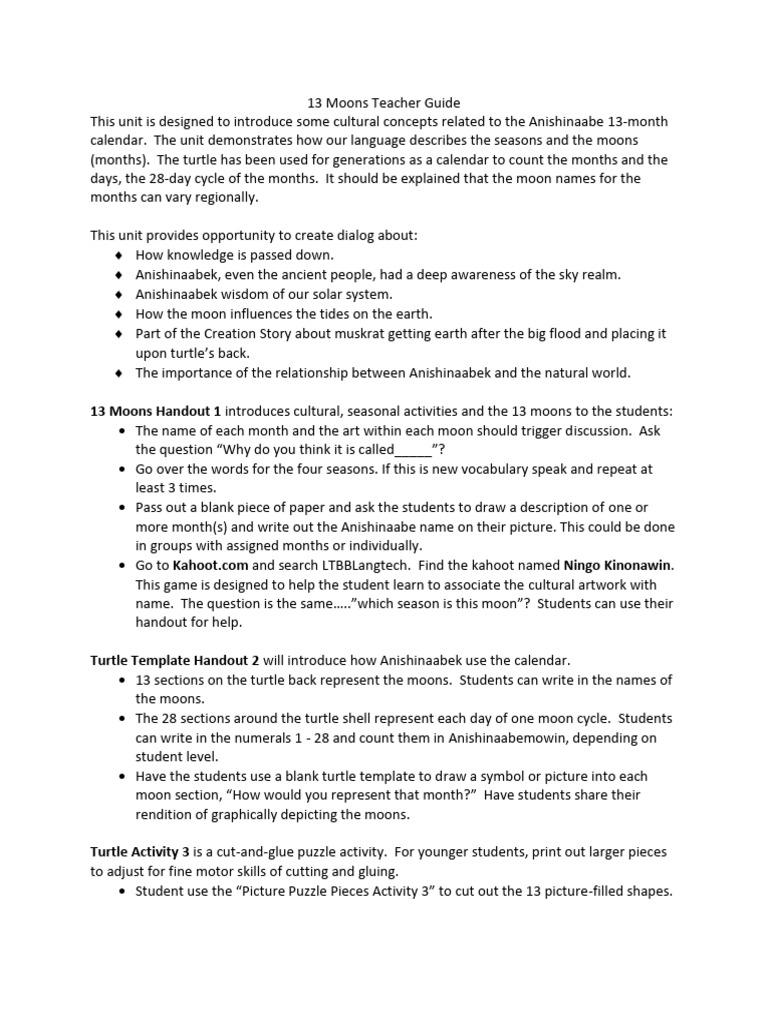 Teacher-Guide-13-moons-draft | PDF | Moon