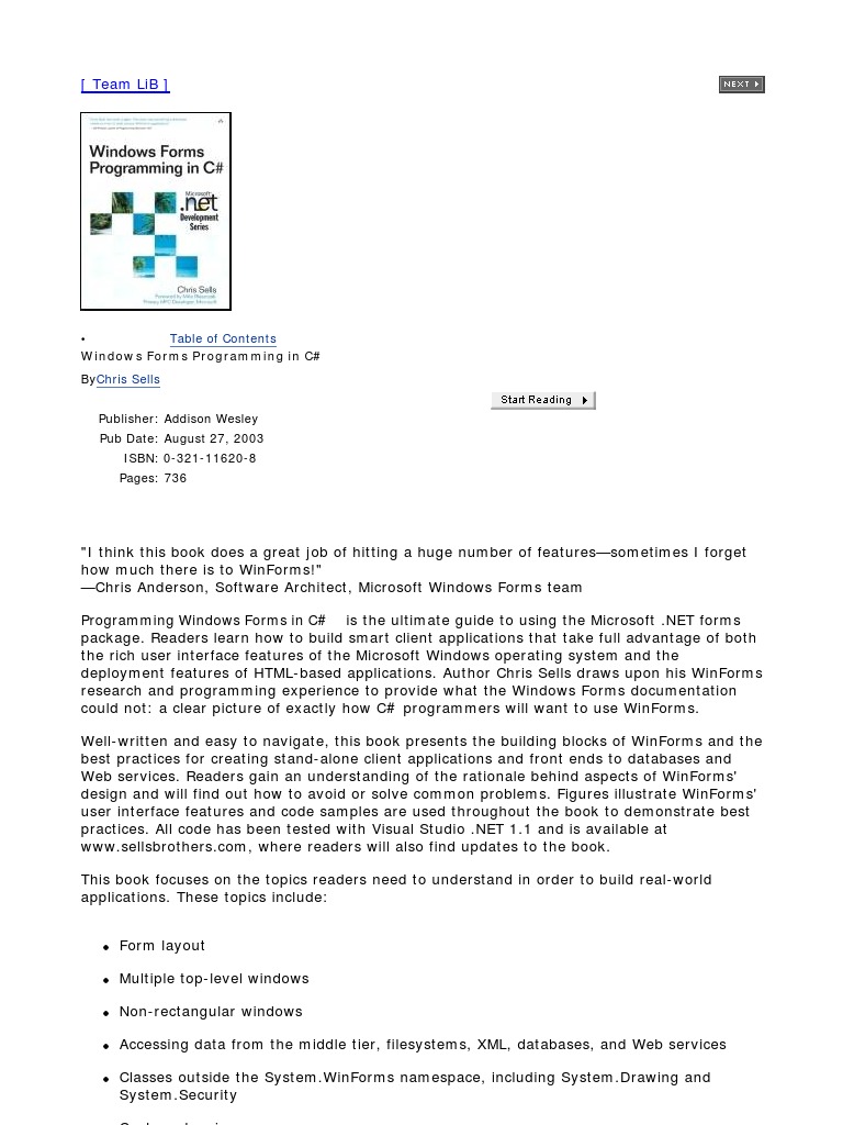 Windows Forms Programming In C 2003 Pdf Web Application Application Software