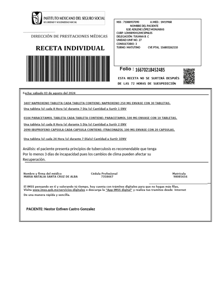 Receta Medica Imss 07 | PDF