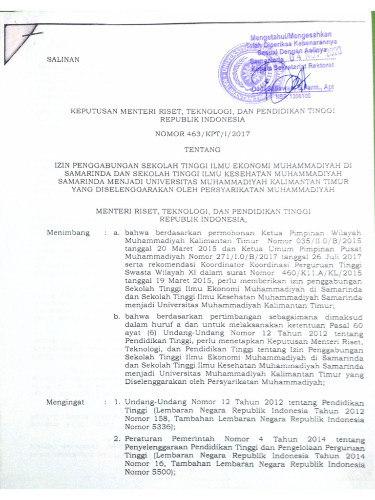 sk perubahan nama stikes | PDF