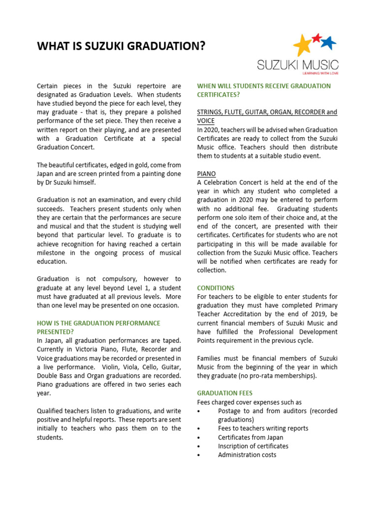 What Is Suzuki Graduation | PDF | Concerto | Suite (Music)