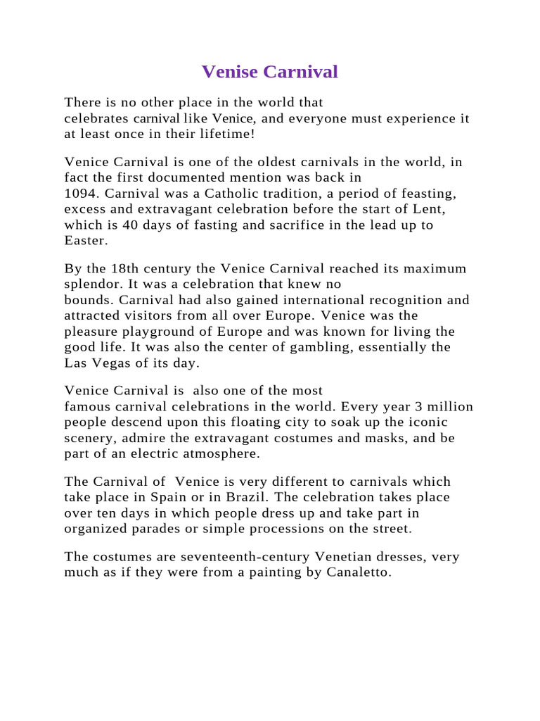 Venise Carnival | PDF