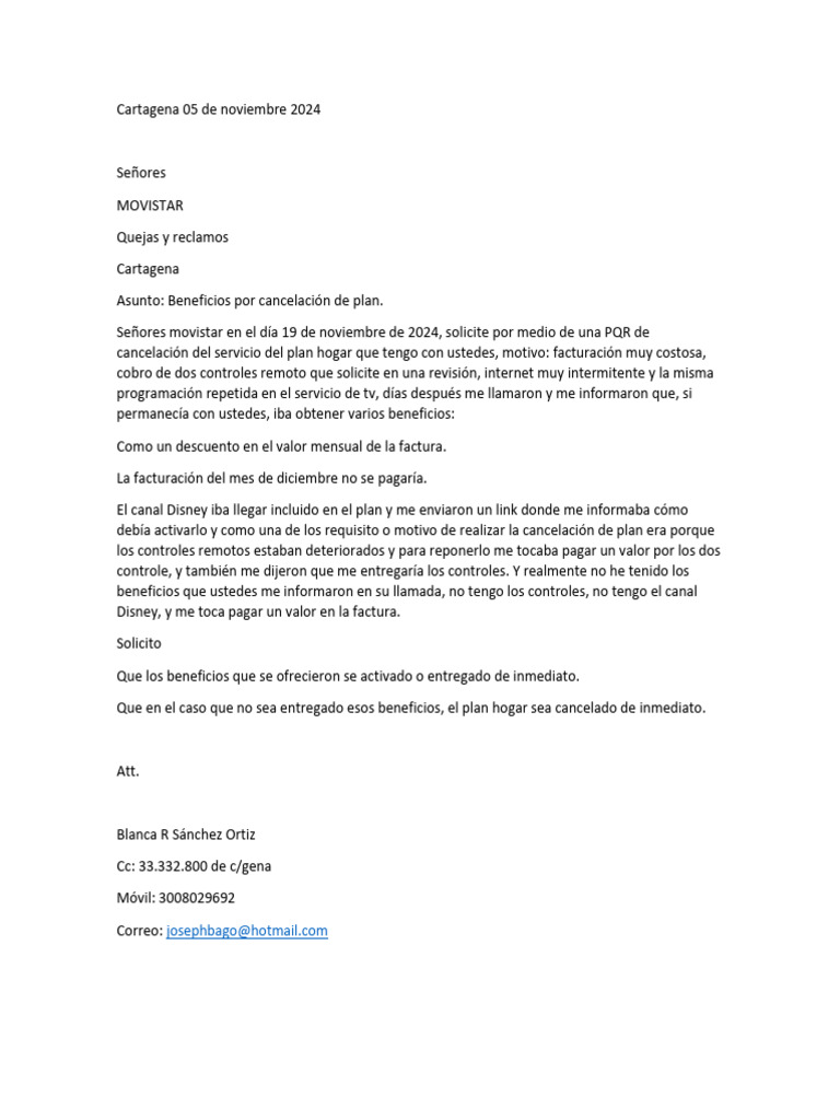 Beneficios de La Cancelacion Del Plan | PDF