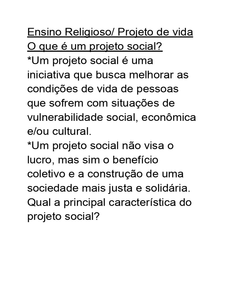 O Que É Um Projeto Social | PDF
