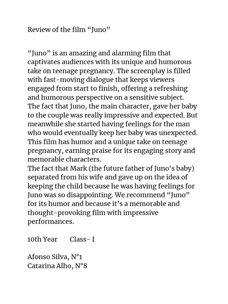 Review of the film: “Juno” | PDF