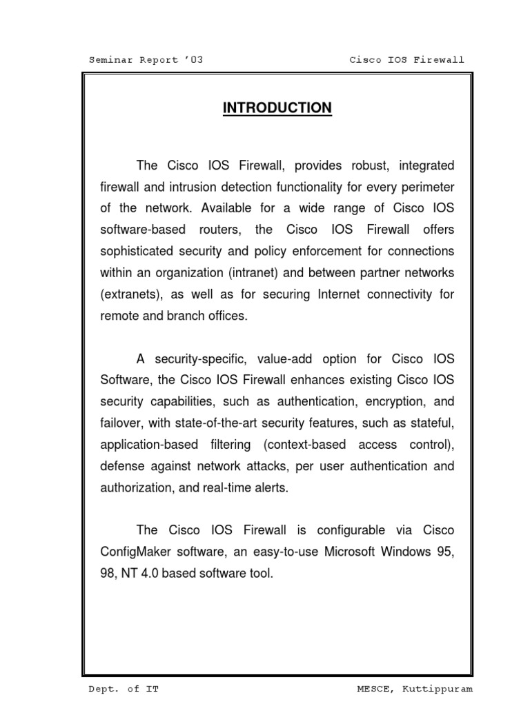Cisco IOS Firewall Full Report | PDF | Firewall (Computing) | Computer Network