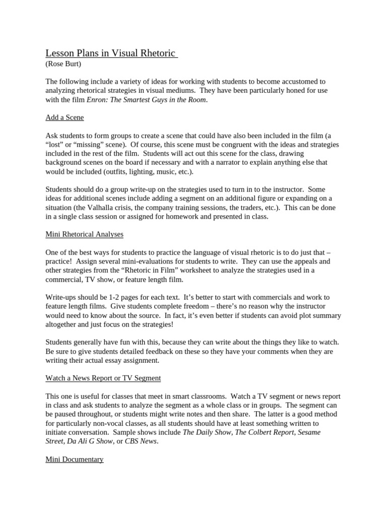 11 Visual Rhetoric Lesson Plans | PDF