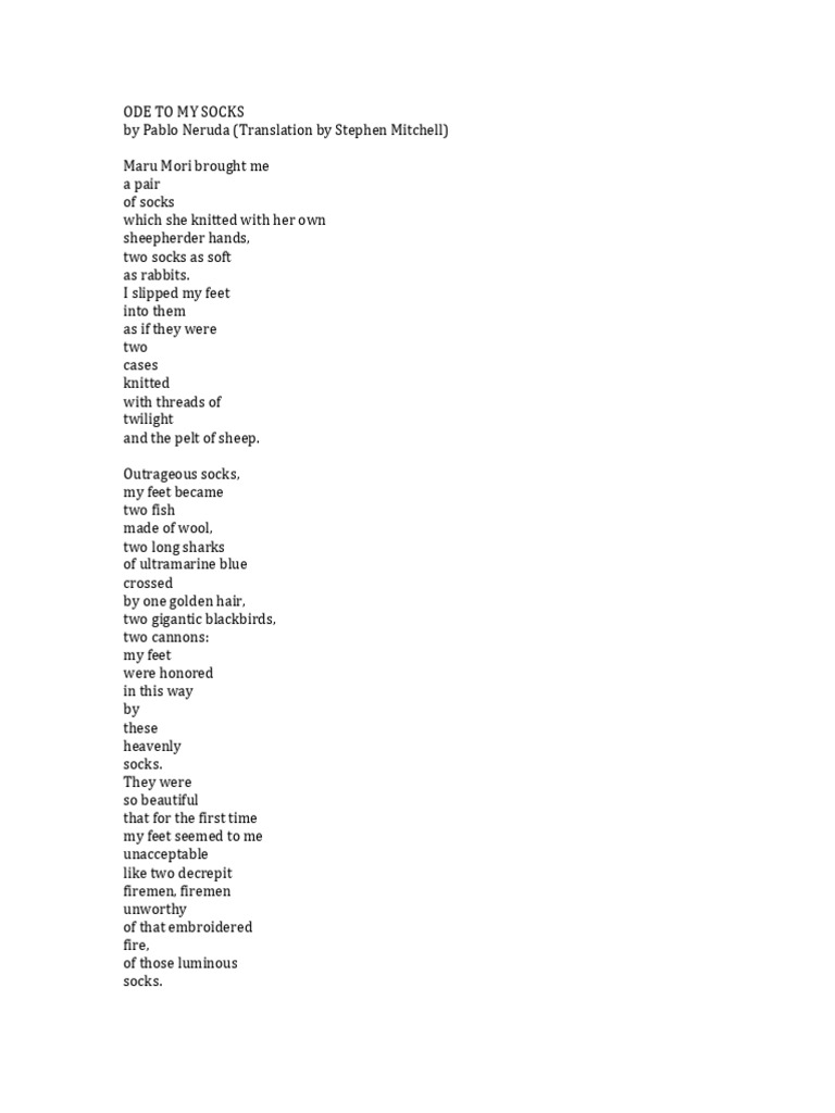 12 Ode To My Socks | PDF