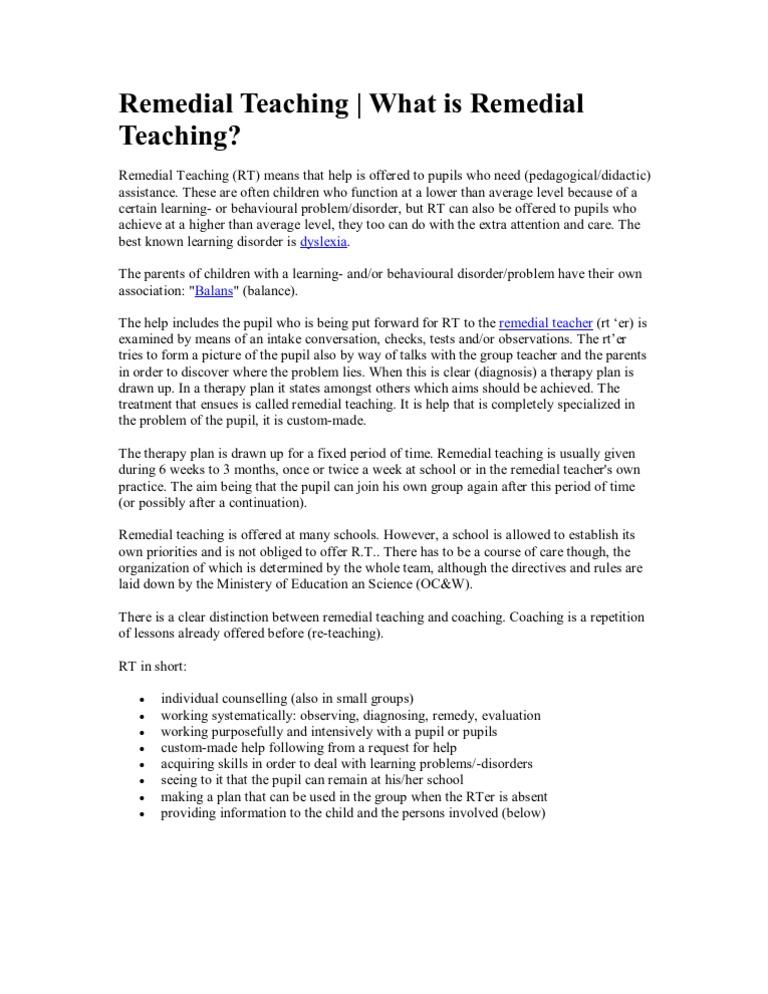 Remedial Teaching in ELT | PDF