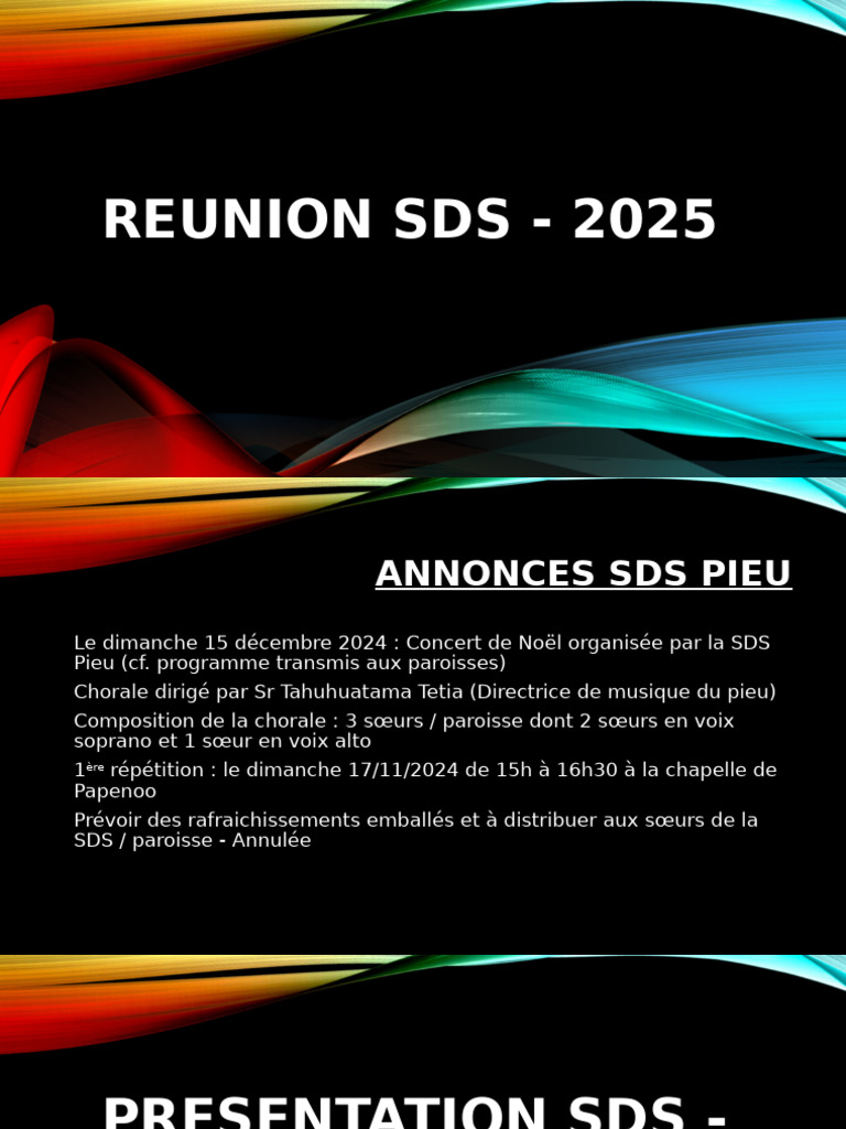Réunion SDS 2025 : Annonces et Objectifs | PDF
