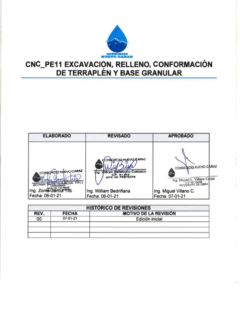 Cnc_pe11_excav, Rell, Conf Terrap y Base Granular (1) | PDF