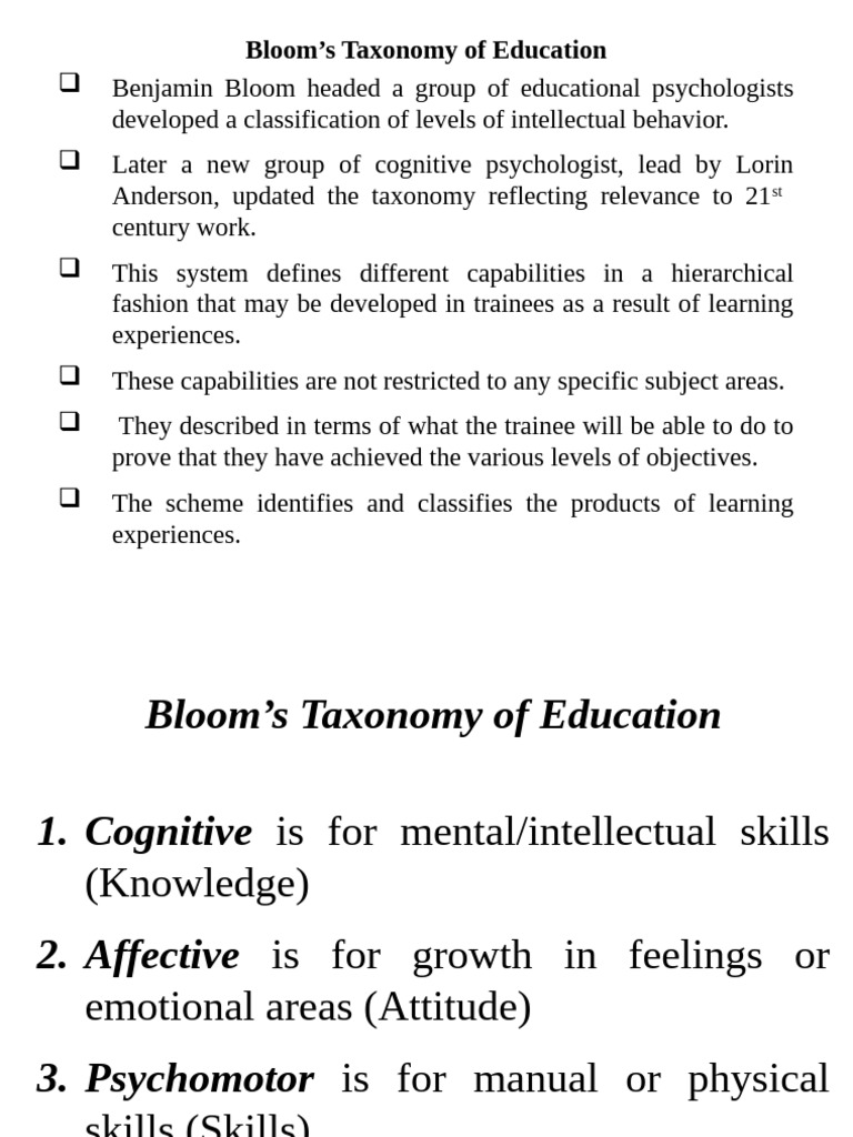 Blooms Taxonomy of Education (1) | PDF | Learning | Cognition