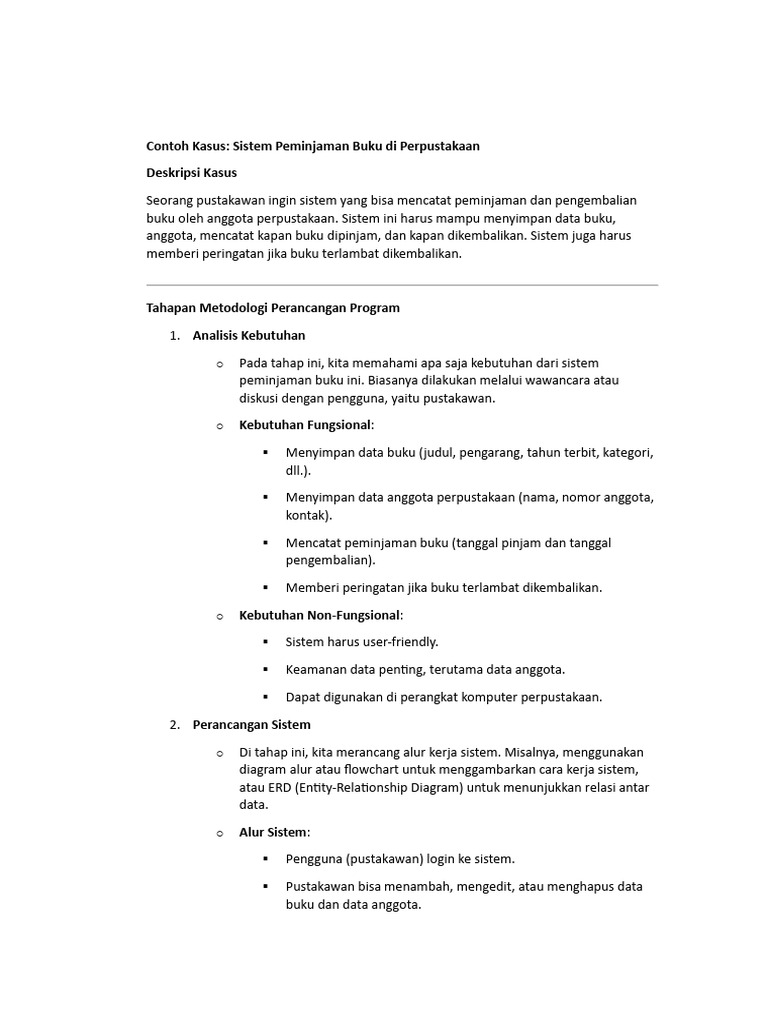 Contoh Kasus Metodolongi Perancangan Program | PDF