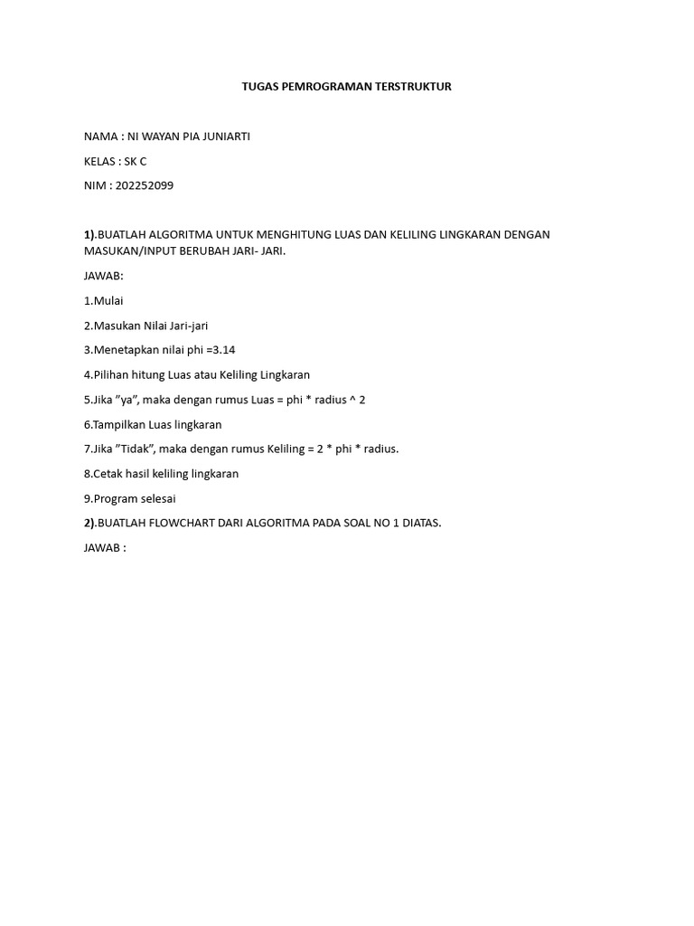 Tugas Pemrograman Terstruktur (1) | PDF