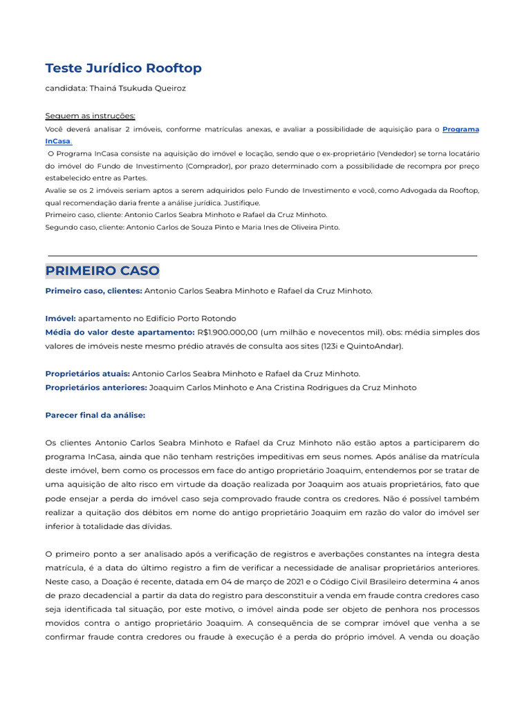 Teste Rooftop - Thainá Tsukuda | PDF | Crédito | Finanças e ...