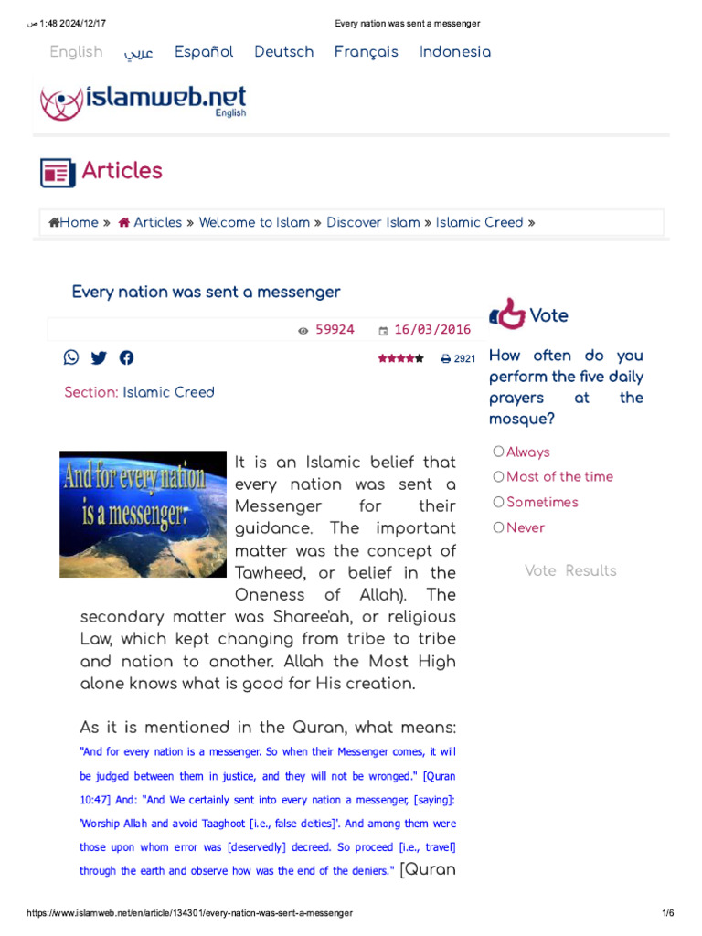 Every Nation Was Sent A Messenger | PDF