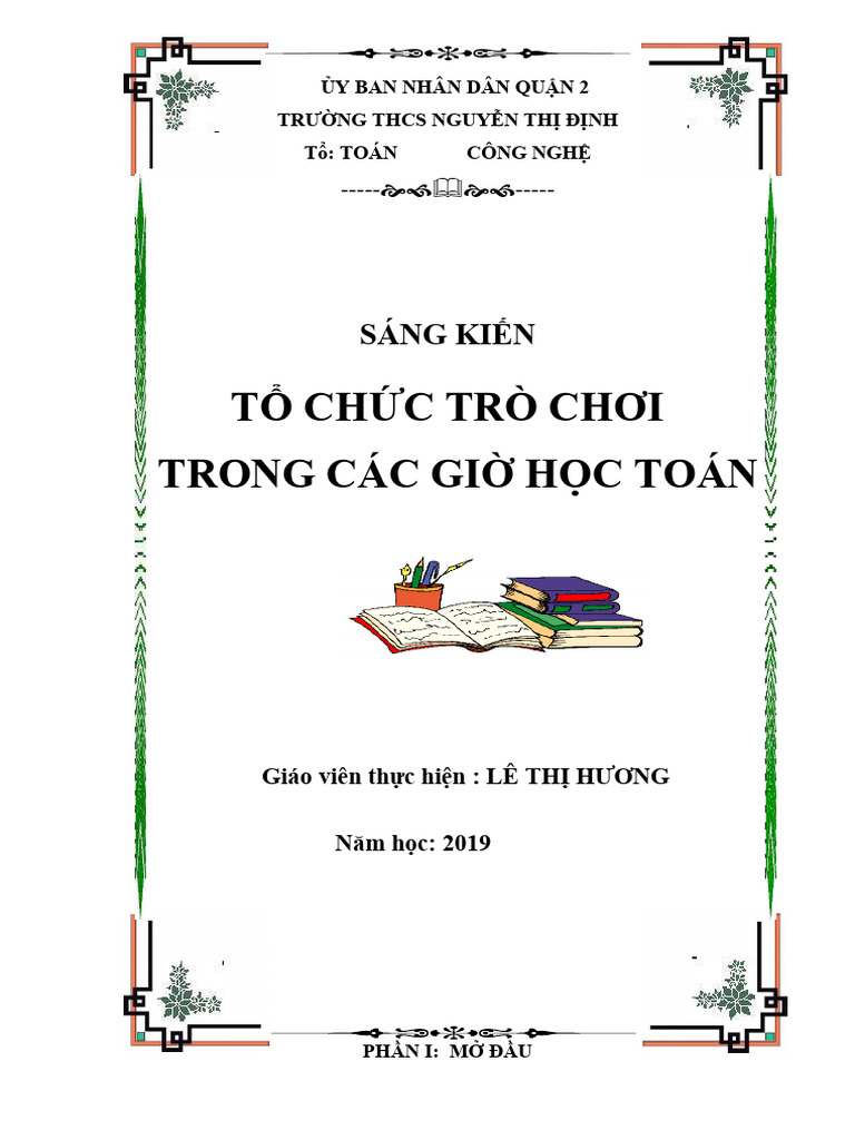Sang Kien To Chuc Tro Choi Trong Cac Gio Hoc Toan - 134202017 | PDF