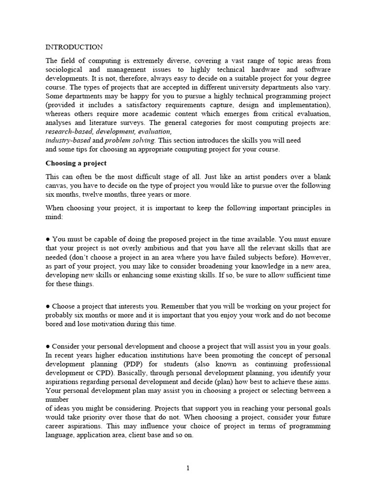 Choosing a Project | PDF | Brainstorming | Motivation