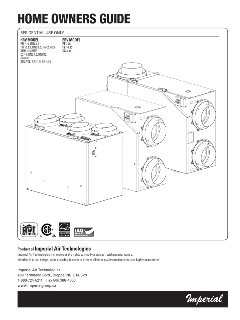 Imperial HRV - Home Owners Guide Eng - Oct20171 | PDF | Ventilation ...
