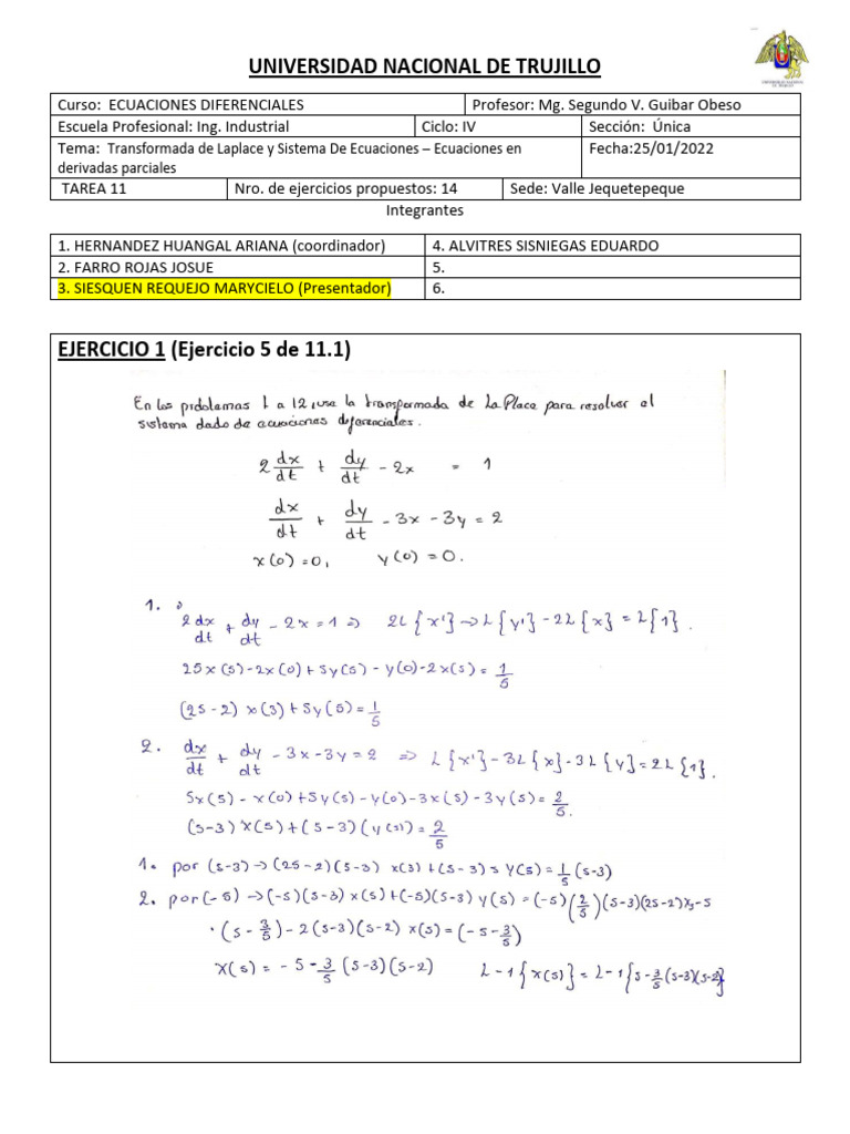Tarea 11 Ecuaciones Diferenciales PDF | PDF