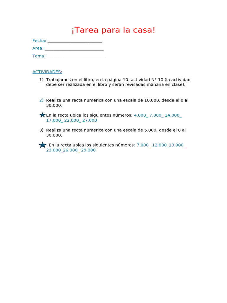 Tarea para La Casa 4to | PDF