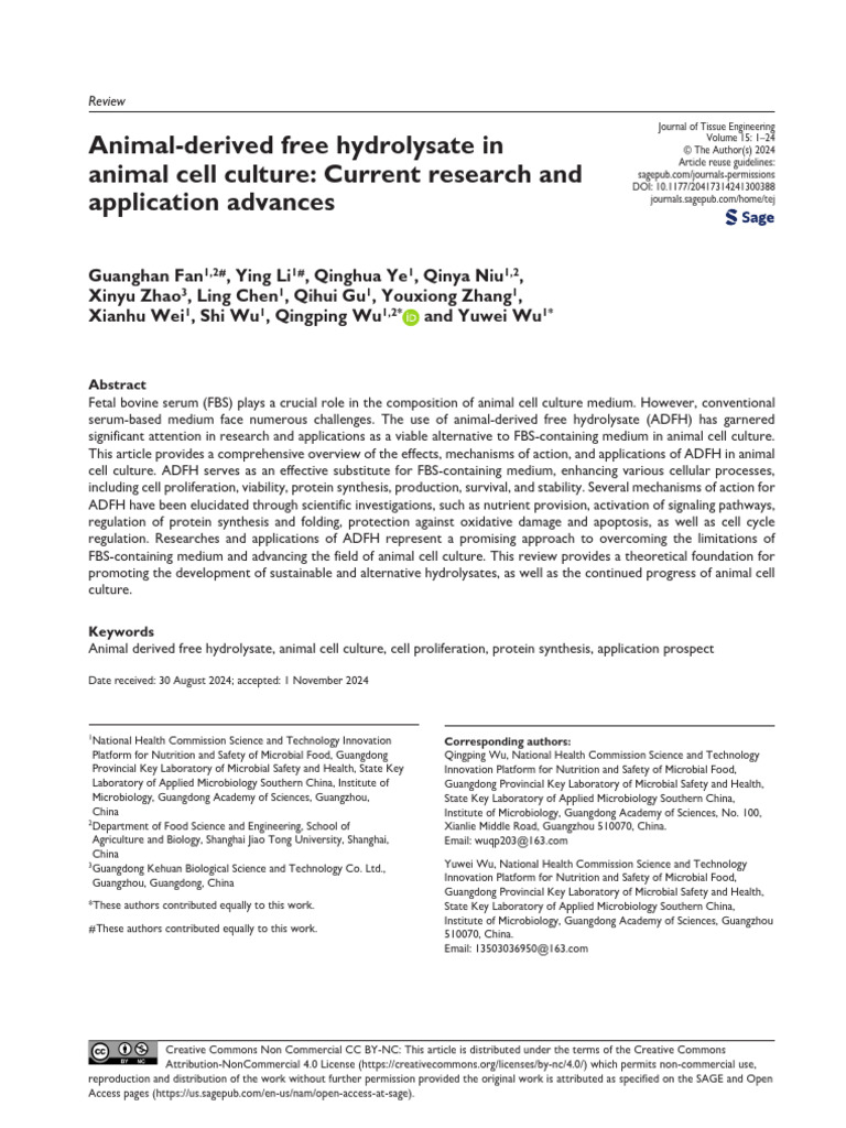 Advances in Animal-Derived Free Hydrolysate | PDF | Cell Culture ...