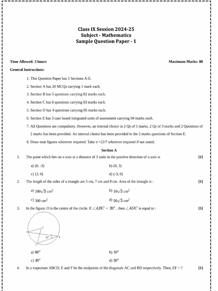 Sample Paper 1 | PDF