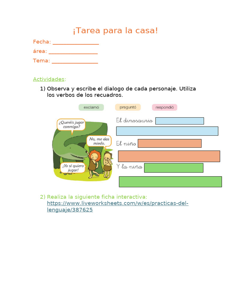 Tarea para La Casa (Lengua) | PDF