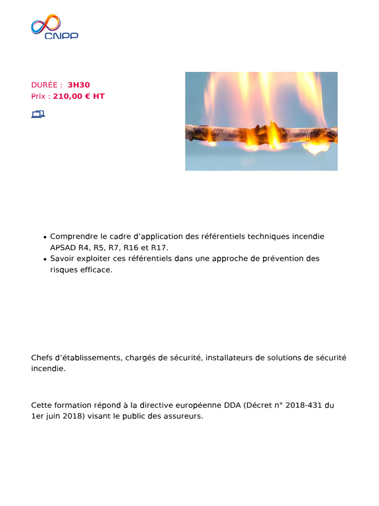 Formation sur les référentiels incendie APSAD | PDF