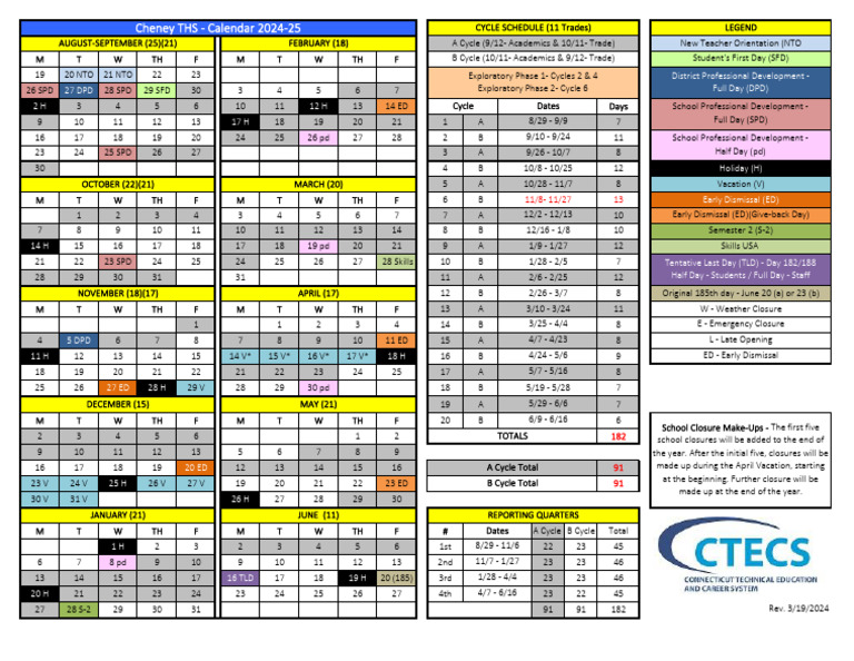 Cheney THS 2024-25 School Calendar | PDF