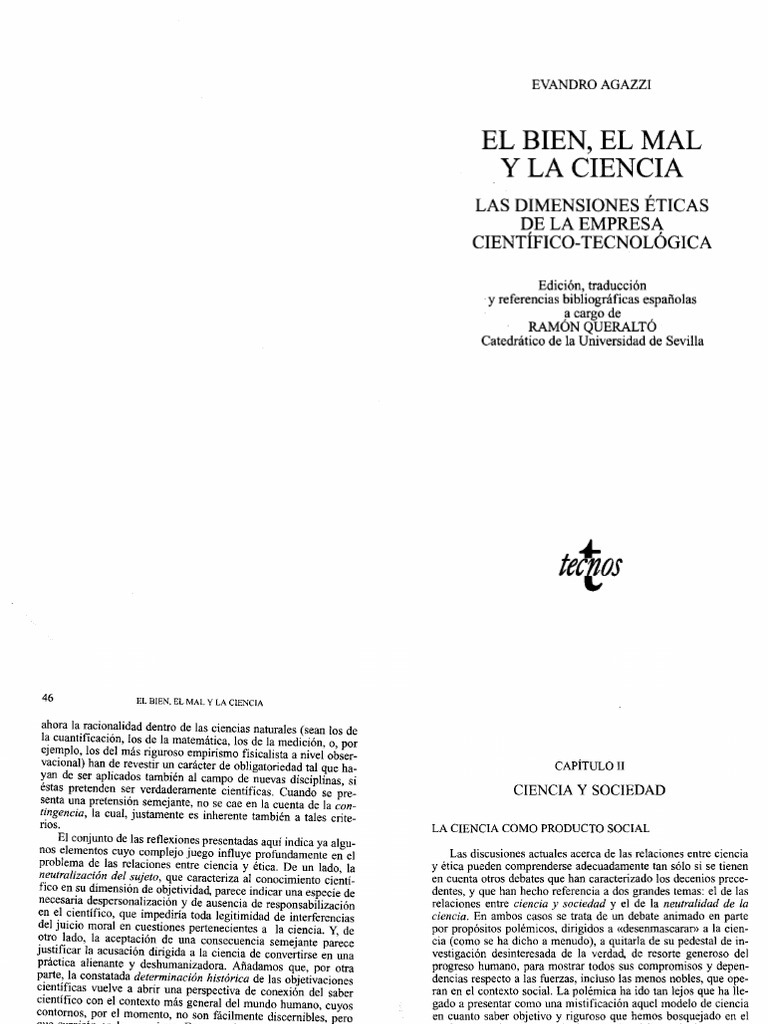 AGAZZI - El Bien El Mal y La Ciencia Cap. 2 y 3 | PDF | marxismo | Sociedad