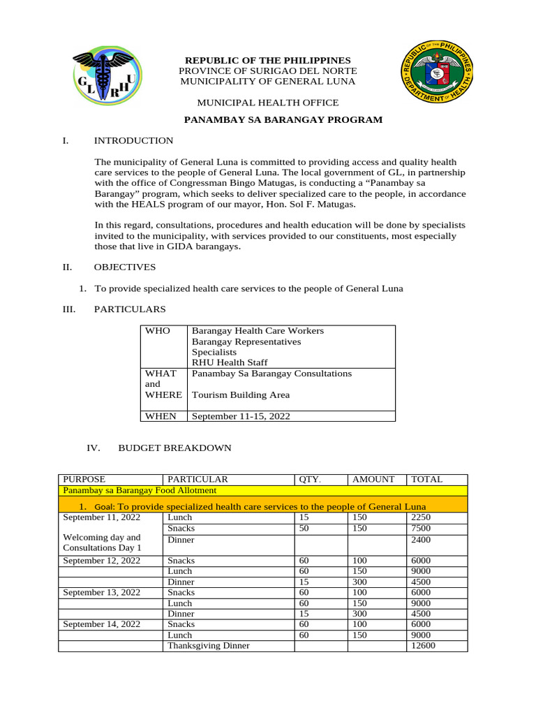 PANAMBAY SA BARANGAY ACTIVITY DESIGN | PDF