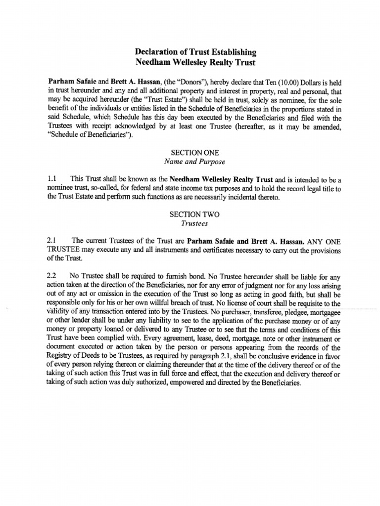 Wellesley Needham Realty Trust | PDF