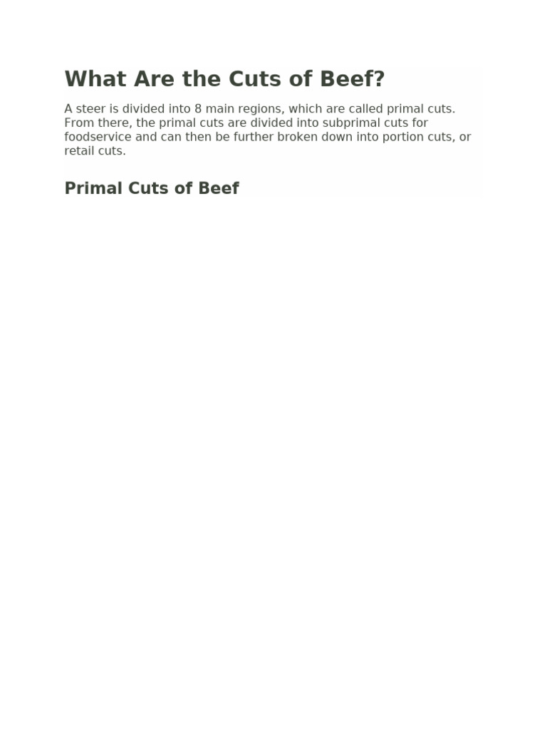 What Are the Cuts of Beef | PDF | Chuck Steak | Beef