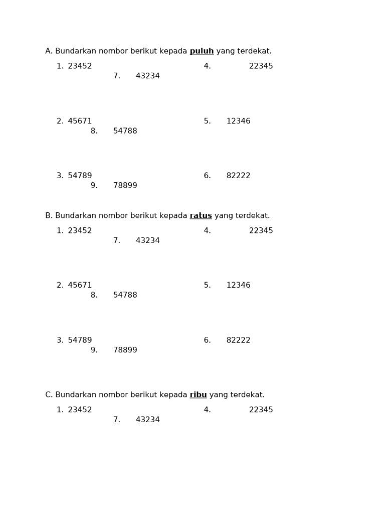 Latihan Bundarkan | PDF