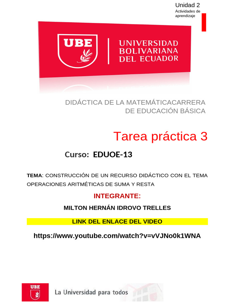 Tarea Practica 3 Matematicas | PDF | Sustracción | Aprendizaje