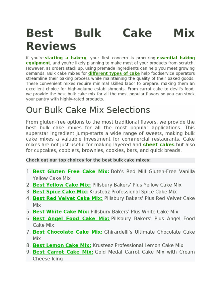 Best Bulk Cake Mixes for Bakeries | PDF | Cakes | Chocolate