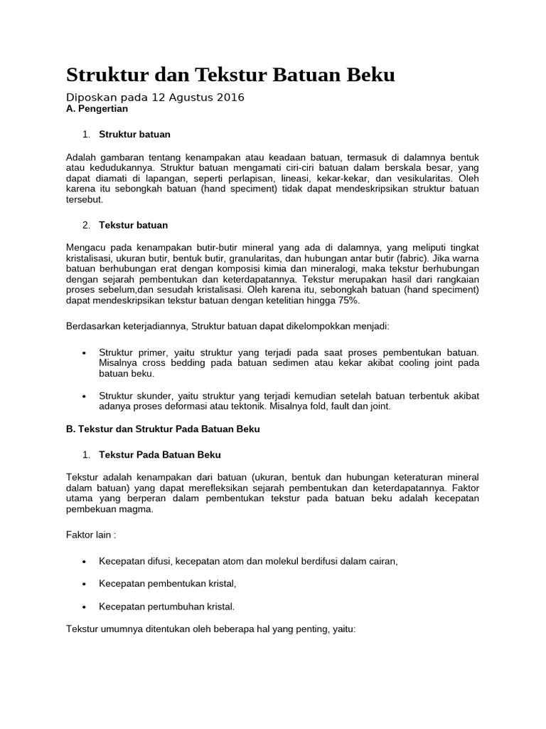 Struktur Dan Tekstur Batuan | PDF