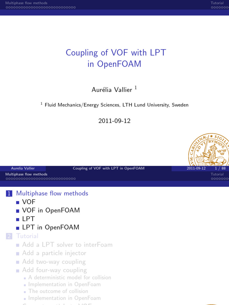 Coupling of VOF With LPT in OpenFOAM | PDF | Physics | Fluid Mechanics