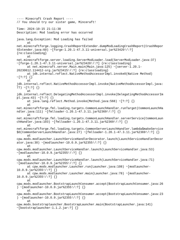 Minecraft Mod Loading Crash Report | PDF | Central Processing Unit | Computer Architecture