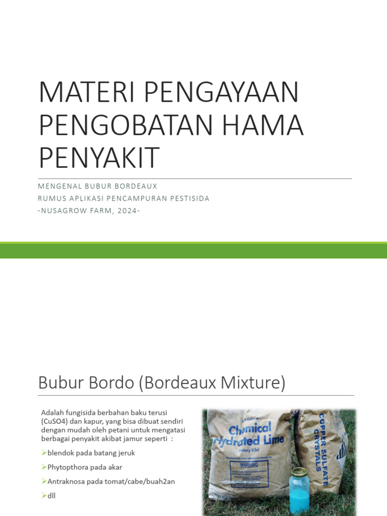 Cara Membuat dan Aplikasi Bubur Bordeaux | PDF