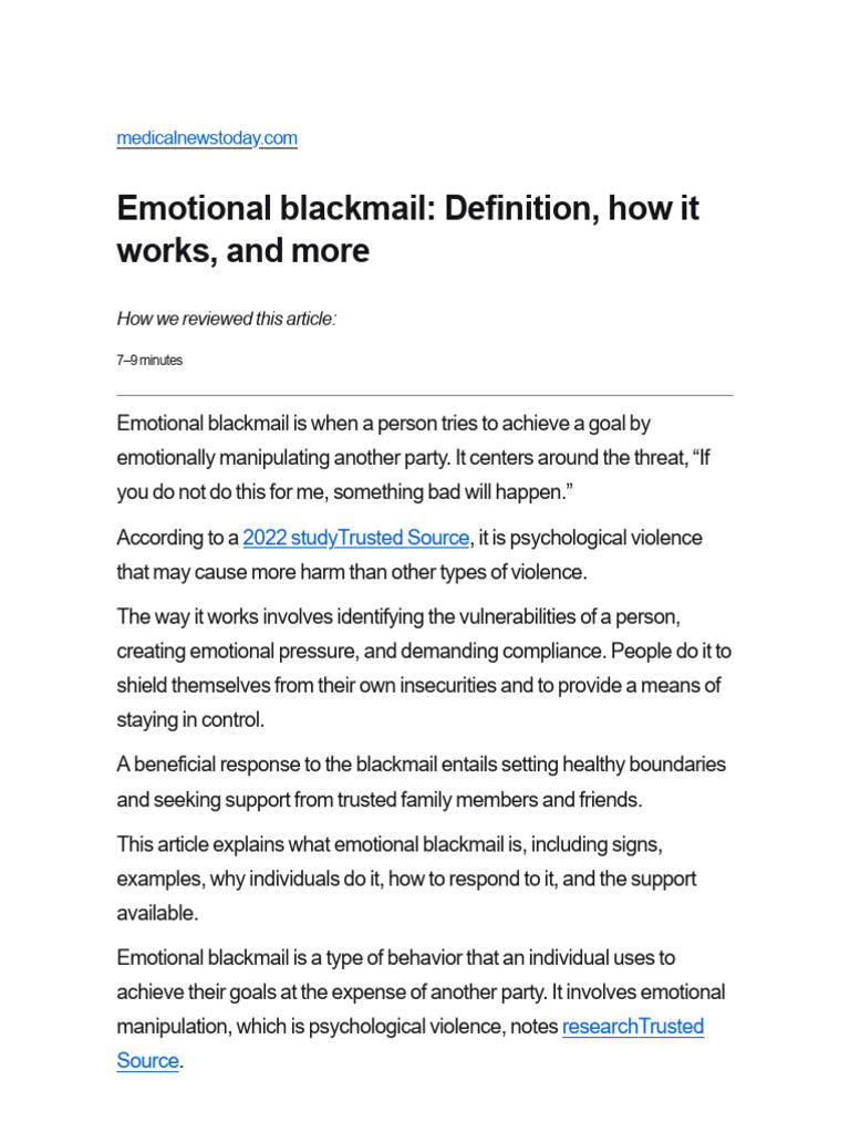 How To Recognize Emotional Blackmail and Protect Yourself | PDF ...