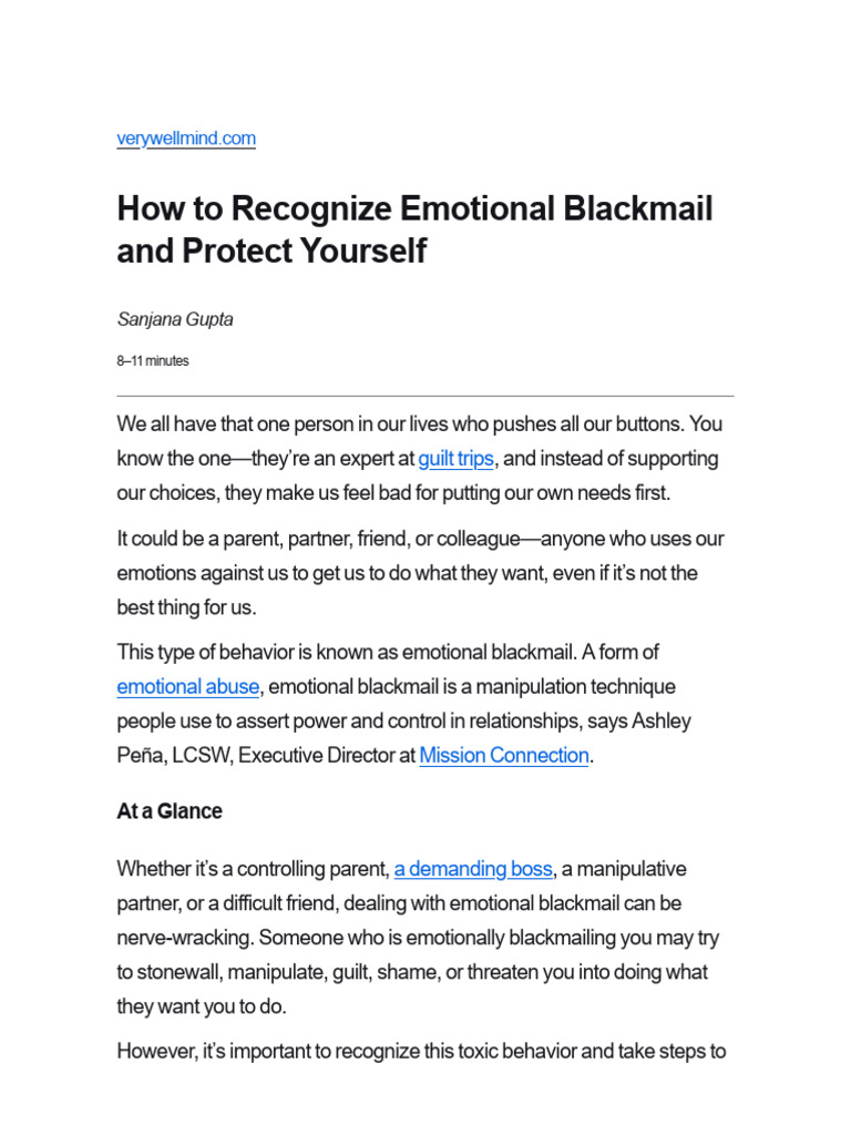 How To Recognize Emotional Blackmail and Protect Yourself | PDF | Guilt (Emotion) | Emotions