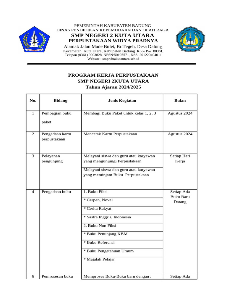 Proker Perpus 2024 2025 | PDF