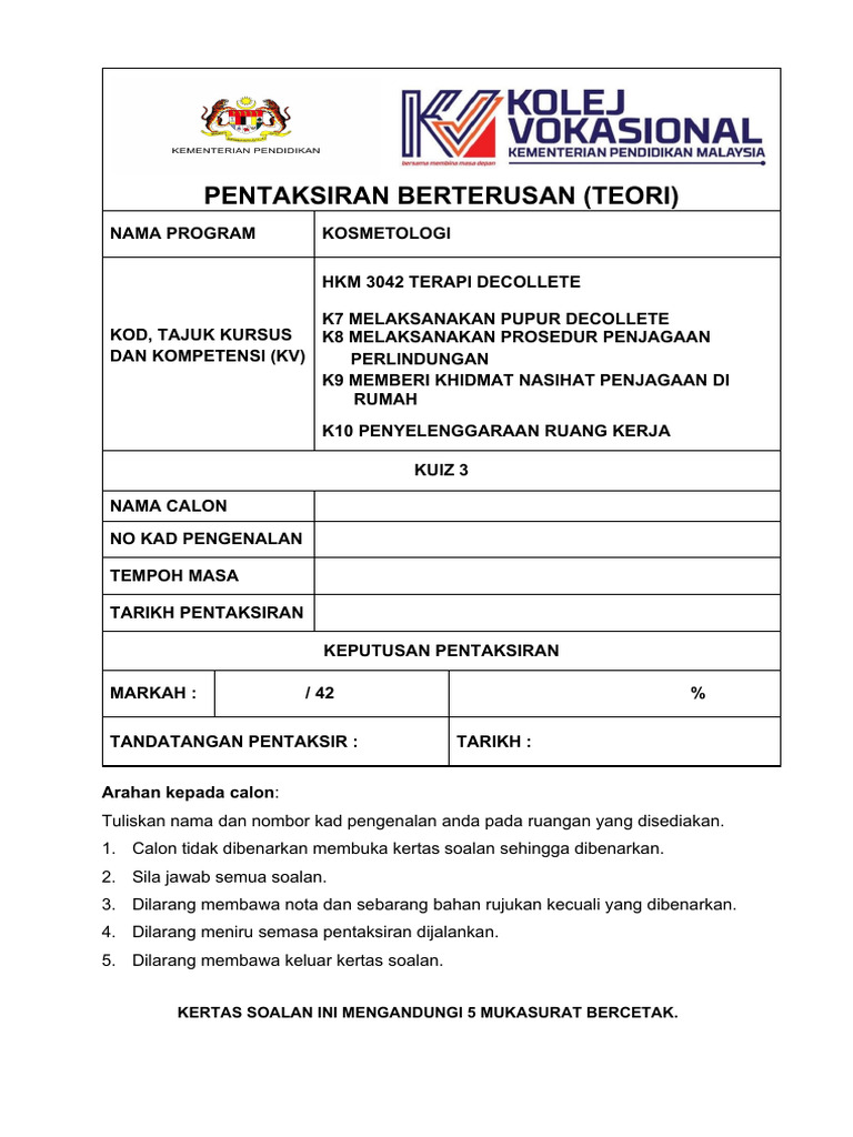 6.kuiz 3 HKM3042 | PDF