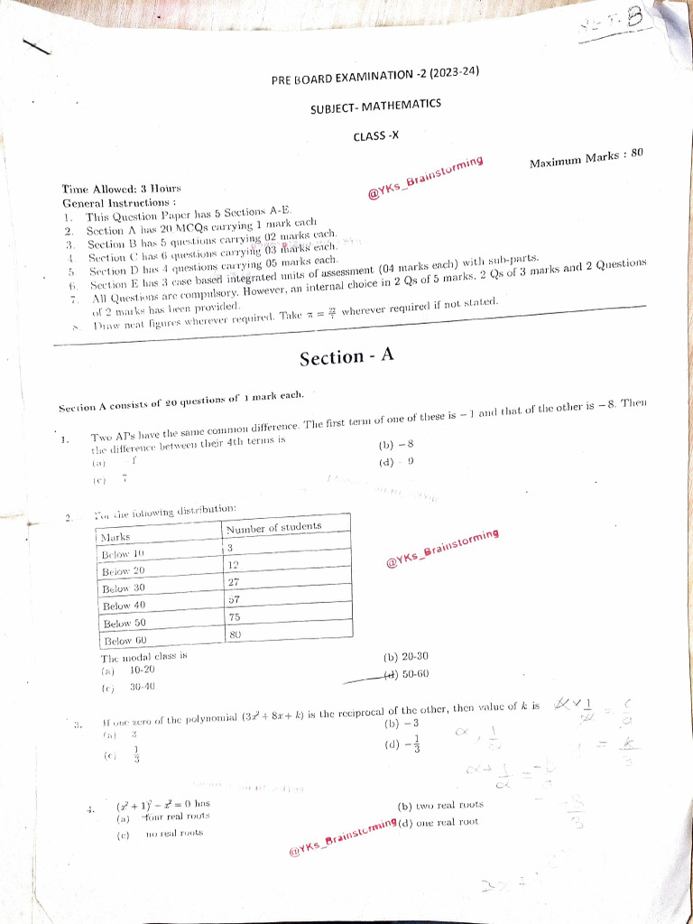 Maths pre board | PDF | Triangle | Geometric Shapes