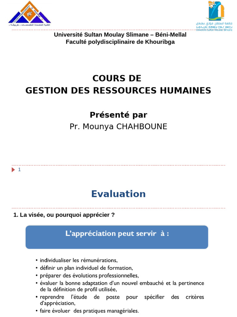Cours Étudiants GRH. S5. 2024. Evaluation. Séance 4 | PDF | Gestion des ressources humaines