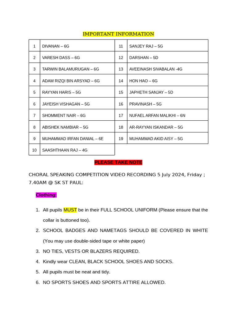Choral Speaking Notice 2024 | PDF