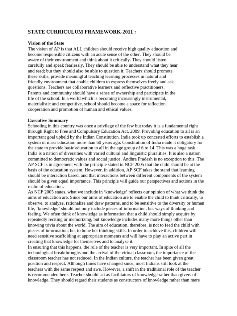 State Curriculum Framework | PDF | Constructivism (Philosophy Of ...