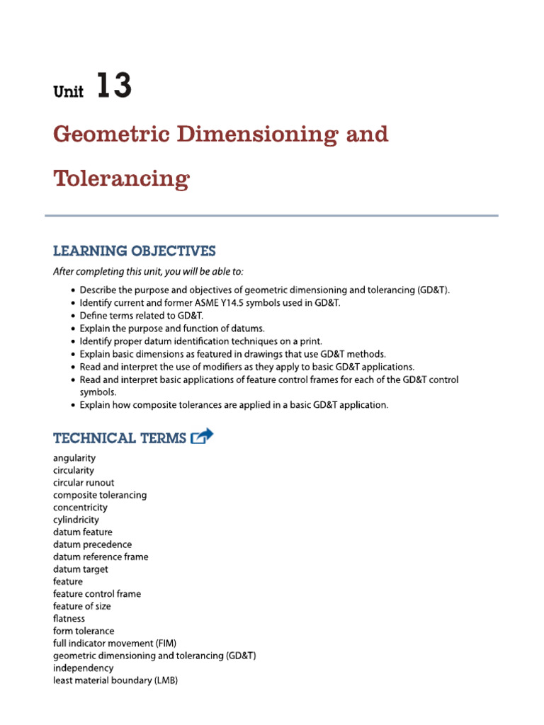 UNIT 13 GEOMETRIC DIMENSIONING & TOLERANCING | PDF